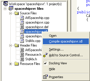 The Spaceshipsvr ActiveX C++ project and program example in using and developing the Active ...